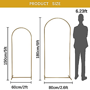 Fullvaseer Gold Wedding Arch Stand Metal Wedding Arch Backdrop Stand for Birthday Party Wedding Ceremony Bridal Decoration(5Ft,6Ft)