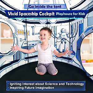 Senodeer Rocket Ship Kids Play Tent: 3Pcs Toddlers Pop Up Ball Pit and Play Tunnel for Indoor Outdoor, Spaceship Baby Playhouse Toys for 1-3 Year Old Boys Girls (3 in 1 Kids Tent)