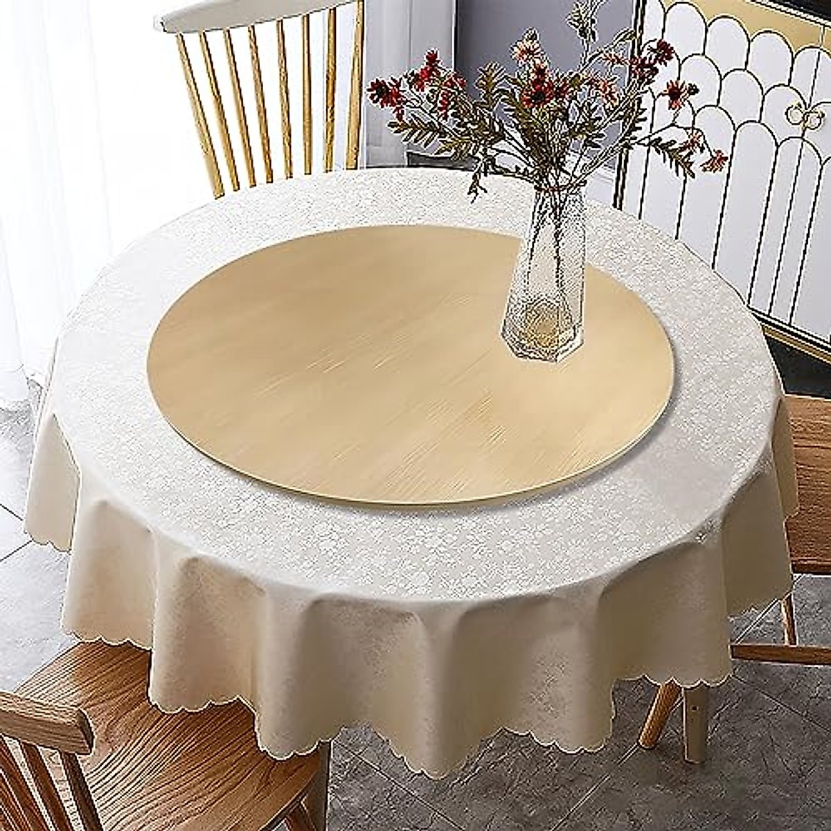 Lazy Susan Round Dining Table Swivel Plate, 360° Rotating Silent Smooth Wooden Turntable, Large Tabletop Rotating Serving Tray, Diameter Ø 20" 24" 28" 32" 36" 39"