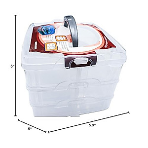 HengKe Craft Organizer Box 3 Layer Stackable Craft Storage Jewelry,Hardware,Craft Supplies Organizer with Adjustable Compartments for Accessories, Beauty Supplies, Art Supplies,Toy,Fuse Beads
