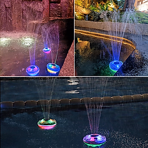 Floating Pool Fountain with Light Show,Rechargeable Battery Pond Water Fountain,IP68 Waterproof Pool Waterfall Fountain,2 Modes Pool Sprinkler Fountain for Inground Above Ground Pool, Gardens-1pc