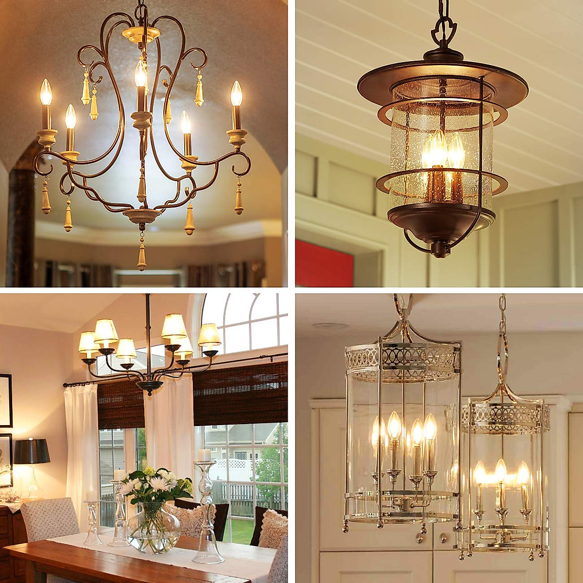 ANWIO B11 Filament Bulb E26 Base Non-Dimmable 6W(60W Equivalent) 2700K Warm White Chandelier Decorative Candle Light Bulb 6 Pack