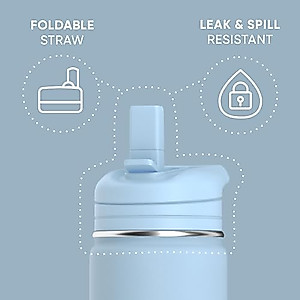 Hydrapeak Mini 14oz Water Bottle with Straw Lid, Stainless Steel Double Wall Insulated Water Bottle | Leak-Proof and Spill-Proof Water Bottle, 24 Hours Cold (Cloud)