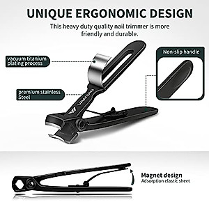 VANWIN Nail Clippers for Thick Nails, 16mm Wide Jaw Opening Oversized Toenail Clippers Cutter with Sharp Curved Blade and Nail File, Heavy Duty Stainless Steel Fingernail Clippers for Seniors Elderly