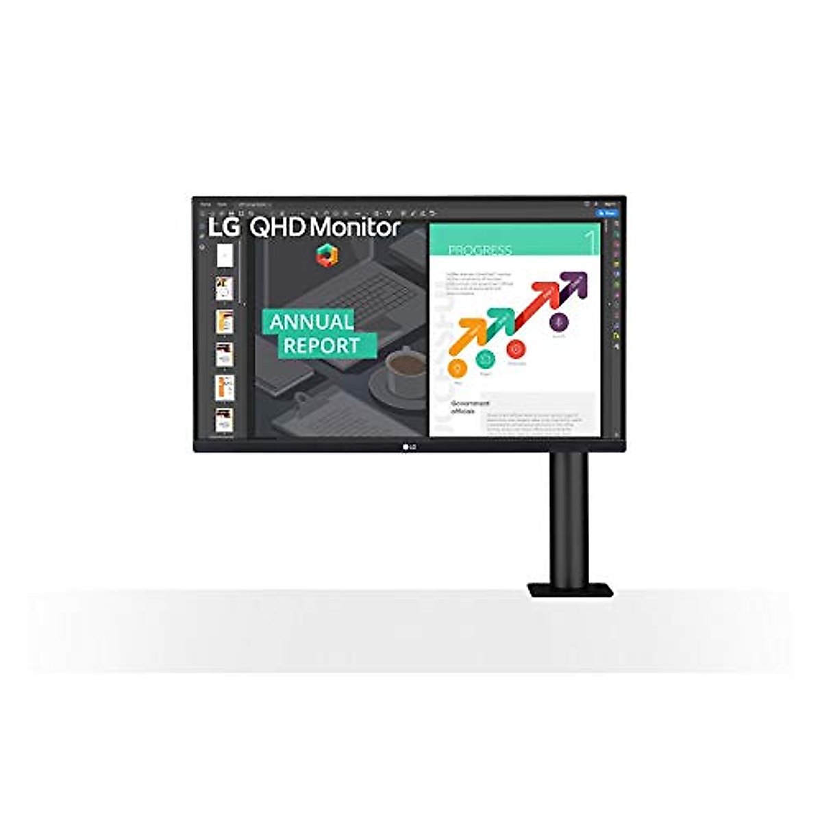 LG 27” 27BN88Q-B Ergo IPS QHD Monitor (2560x1440) with Ergonomic Stand & C-Clamp, USB Type-C™, DCI-P3 95% (Typ.), HDR10 and AMD FreeSync™