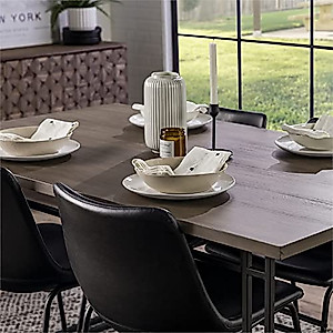 Walker Edison Sutton Wood and Dual Metal Leg Dining  Table, 60 Inch, Grey