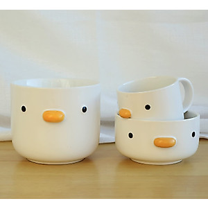 PURROOM Large Breakfast Mug, Handmade Glaze Duck Cup, Safety Ceramic Coffee Mug & Oatmeal Soup Cup, 22oz Oversized Cute Cereal Cup. Best Gifts For Family Friends.