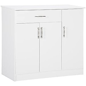 HOMCOM Sideboard Buffet Cabinet, Coffee Bar Cabinet, Kitchen Cabinet with Drawer, Doors and Adjustable Shelves for Living Room, Kitchen, Entryway, White