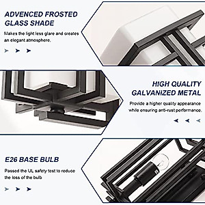 EERU Large Outdoor Wall Lights 15.35" H x 6.7" W, Waterproof Wall Lantern Exterior Light Fixture for Entryways Yards Garage Front Porch, Metal Frame with Frosted Glass, Black (Large)