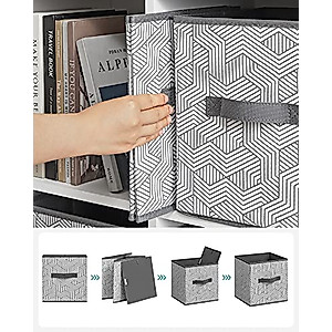 SONGMICS Storage Cubes, Set of 6 Non-Woven Fabric Storage Bins, Cube Drawers for Shelves and Closet Storage, Foldable, for Clothes Toys, Gray with Zigzag Pattern UROB016G01