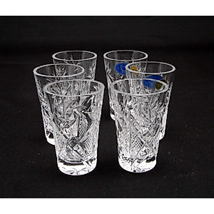 Vodka Set Russian Cut Crystal 12 Oz Carafe Decanter & 6 Crystal Shot Glasses 35 Ml 1.2 Oz