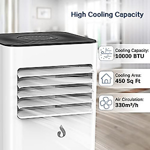 10,000 BTU Portable Air Conditioners, Portable AC With Remote for Room to 450 sq.ft  3 in 1 Air Conditioner With Dehumidification/Air Circulation/Timer And Window Kit