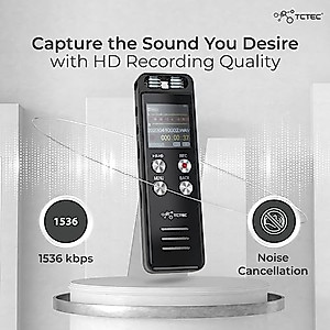 96GB TCTEC Digital Voice Recorder, Voice Activated Recorder with 7000 Hours Recording Capacity, Audio Noise Reduction, Sound Tape Recorder with Playback, Clip-on Mic Dictaphone for Meeting, Lecture