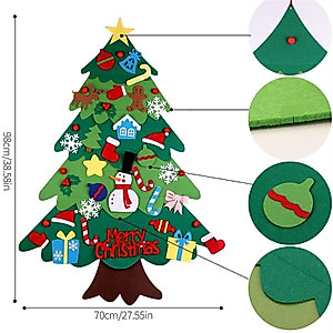 DIY Felt Christmas Tree Set, Felt Christmas Tree for Toddlers Kids with Led String Light, 3.2ft Wall Hanging DIY Christmas Tree with Detachable Ornaments Home (A-with Light)