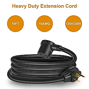 3 Prong Dryer Extension Cord 10 Feet,NEMA 10-30P to 10-30R Heavy Duty STW Extension Cord,30Amp 125V/250V 10-AWG Gauge,Black