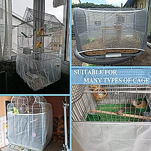 ASOCEA Extra Large Bird Cage Seed Catcher Guard Universal Birdcage Cover Nylon Mesh Net for Parrot Parakeet Macaw Lovebird African Grey - White (Not Include Birdcage) …