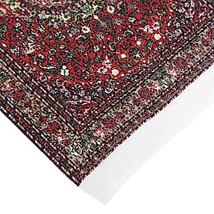 LZKW Turkishness Floral Print, Doll House Asseccories Dollhouse Furniture Dollhouse Blankets Dollhouse Accessories 1:12 Miniature Carpet for Miniature Dollhouse(Red Satin)