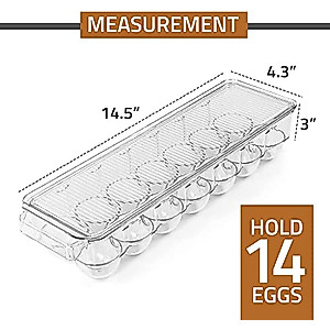Utopia Home (Pack of 8 Pantry Organizers and Egg Trays – Pack of 6 Medium Organizers for Refrigerator, Kitchen & Storage Racks – Pack of 2 Egg Trays With Lid & Handle – Clear Plastic Holders