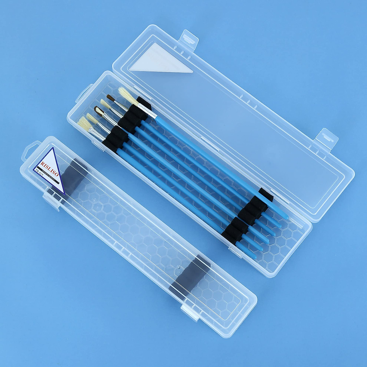 RISLISO, Paint Brush Holder for Long Paintbrushes, Fine Art Portable Paint Brush Organizer Case,Clear 2Pcs, TB 018