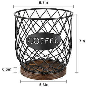 YINMIT K Cup Holder Organizer, Sturdy Coffee Pod Holder Organizer, 35 Kcup Large Capacity Storage Basket for Kitchen Counter and Office Desktop (Circular Grid)