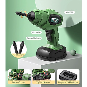 Geyiie Take Apart Toys for Kids, Army Building Truck with Electric Drill, Stem Toy DIY Assembly Military Vehicles Construction Tool Toy Gift for Toddler 3-8