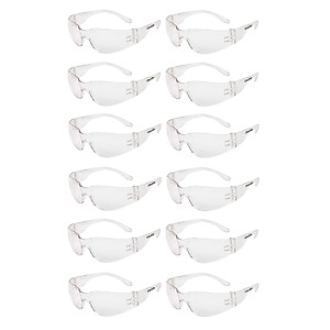 Clear Lens Protective Safety Glasses, Polycarbonate Impact Resistant Lens (Pack of 12) ANSI Z87+ Compliant