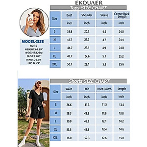 Ekouaer Ribbed Knit Lounge Sets for Women 2 Piece Outfits Short Sleeve Top and Shorts Pajama Sets Tracksuit Sweatsuits Grey