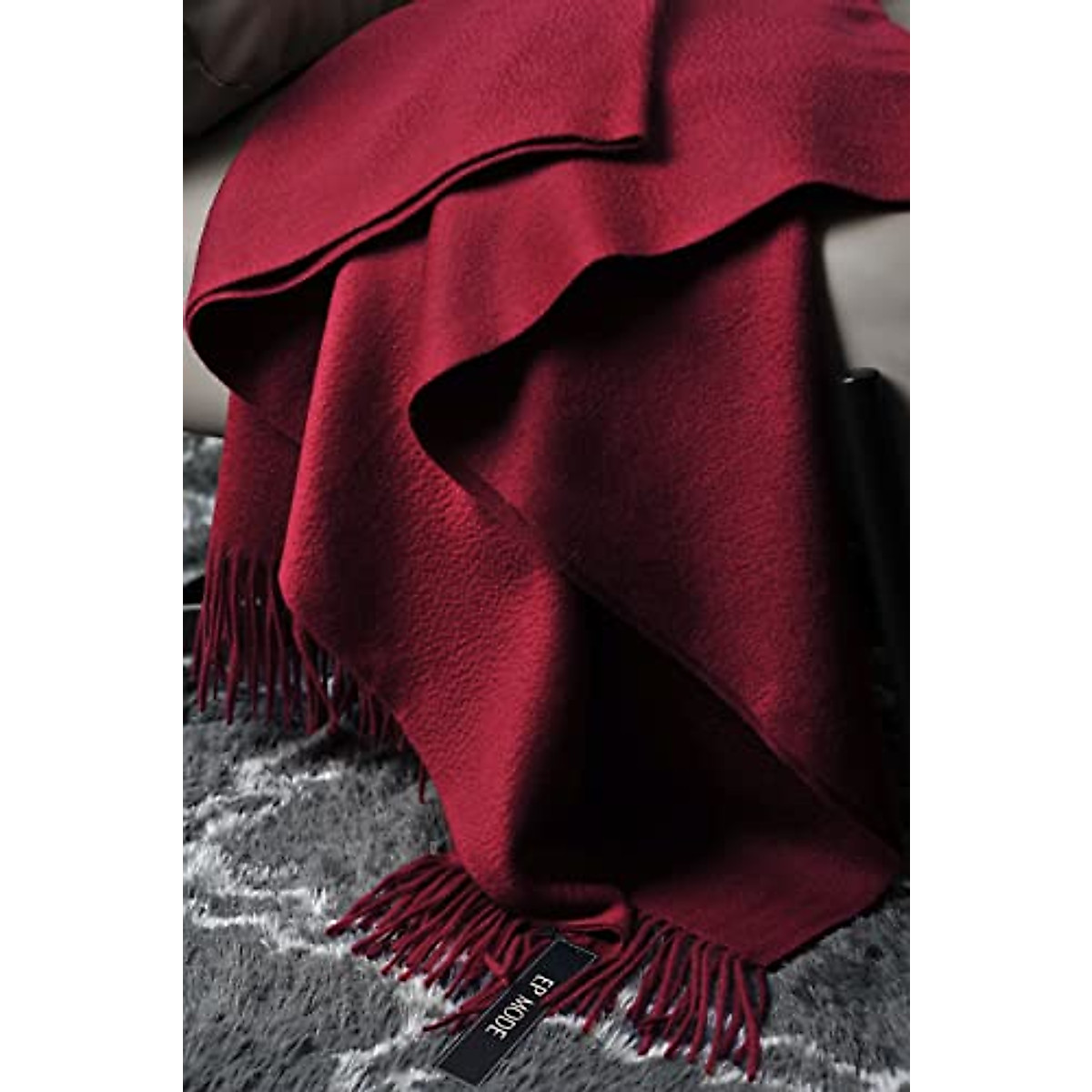 EP Mode 100% Pure Cashmere Throw Blanket for Sofa, Classic Design with Gift Box (Merlot)