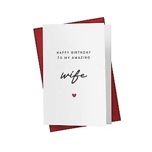 KARTO - Sweet Birthday Card for Wife, Large 5.5 x 8.5 Greeting Card, Birthday Card for Wife from Husband, Happy Birthday Wife Card - Simple Wife