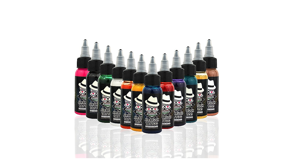 OPHIR 12 Color Airbrush Body Art Inks for Tattoos