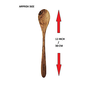 OLIVIKO Handmade Olive Wood Holder+ Utensils Kit of 5 Utensils Holder+ 2 Spatula + 3 Spoon 100% Olive Wood
