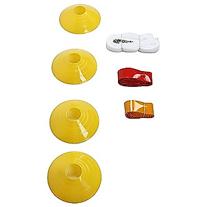 Bonwuno Flag Football Set, 10 Player Football Belts Flags Kit 10 Belts 4 Cone 30 Flags for Playing (Red and Yellow)