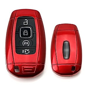 iJDMTOY Glossy Metallic Red Exact Fit Key Fob Shell Cover Compatible With 2018-up Lincoln MKZ MKC Navigator, 2017-up Continental