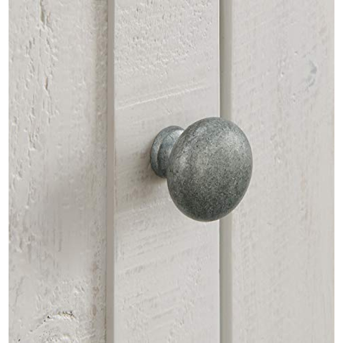 Martin Svensson Home Monterey Chairside Table - White with Grey Top - Coastal Multi-Use Table with Built-in Outlets and Drawers for Bedroom or Living Room