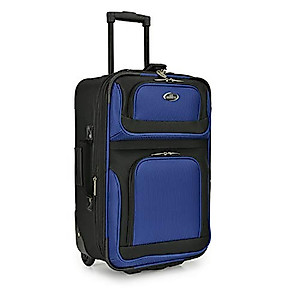 U.S. Traveler New Yorker Lightweight Softside Expandable Travel Rolling Luggage, Blue, 4-Piece Set (15/21/25/29)
