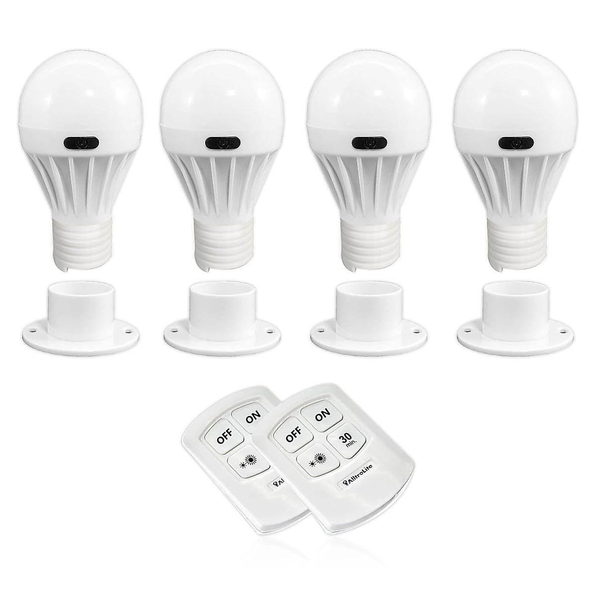 AlltroLite 4 Pack Bulb Portable Wireless COB LED Light Bulb, Battery Operated LED Night Lights, COB LED Cordless Light Switch, Under Cabinet, Shelf, Closet, Nightlight & Kitchen RV & Boat