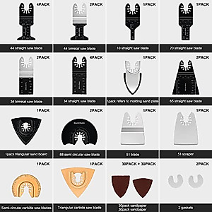 86PCS Oscillating Saw Blades,Universal Metal Wood Oscillating Multitool Quick Release Saw Blades,Oscillating Tool Blades