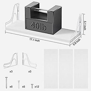 SRIWATANA U Shelves Wall Mounted Set of 3 and Large Floating Shelves Set of 3 （Contains 2 Items）