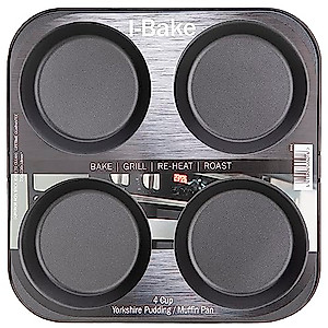 Jocbinltd 5501 4 Cup Yorkshire Pudding Tray, Black