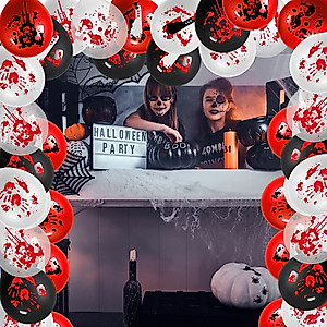 80 Pcs Halloween Balloons 12 Inch Blood Splatter Horror Movie Balloons Halloween Birthday Party Decorations Horror Themed Bloody Latex Balloons for Scary Halloween Supplies Decor, 4 Styles