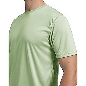 KEFITEVD Men's Hiking Shirts Short Shirts UPF 50+ Sun Protection Shirts Dry Fit Moisture Wicking T-Shirts for Workout,Travel,Camping Light Green