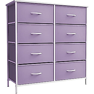 Sorbus Kids Purple Dresser with 8 Drawers + 11 Inch Purple Cube Storage Bins (6 Pack) Bundle - Matching Set - Storage Unit Organizers for Clothing - Bedroom, Kids Rooms, Nursery, & Closet