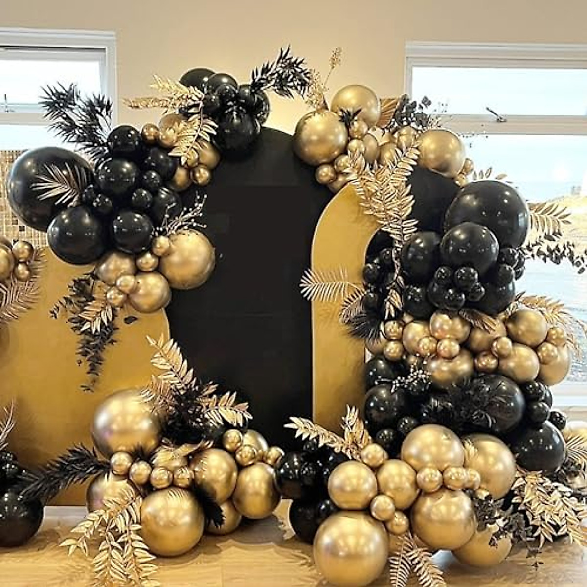 YMSZ Black and Gold Balloons, 67pcs 12 Inch Metallic Gold and Black Balloons for Birthday, Retirement, Graduation, New Year's Eve Party Decorations