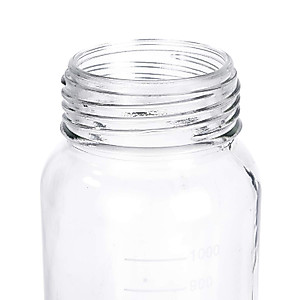 Moonetto 3 Pack 1000 mL Wide Mouth Graduated Round Reagent Media/Storage Lab Glass Bottle With GL80 Blue Polypropylene Screw Cap