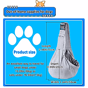 Kanemc Dog Sling Carrier for Small Dogs Cat Puppy Pets Up to 16.5lbs, Comfy Hard Bottom Support, Adjustable Padded Shoulder Strap, Hands-Free Dog Carrier Sling Bag for Outdoor Travel
