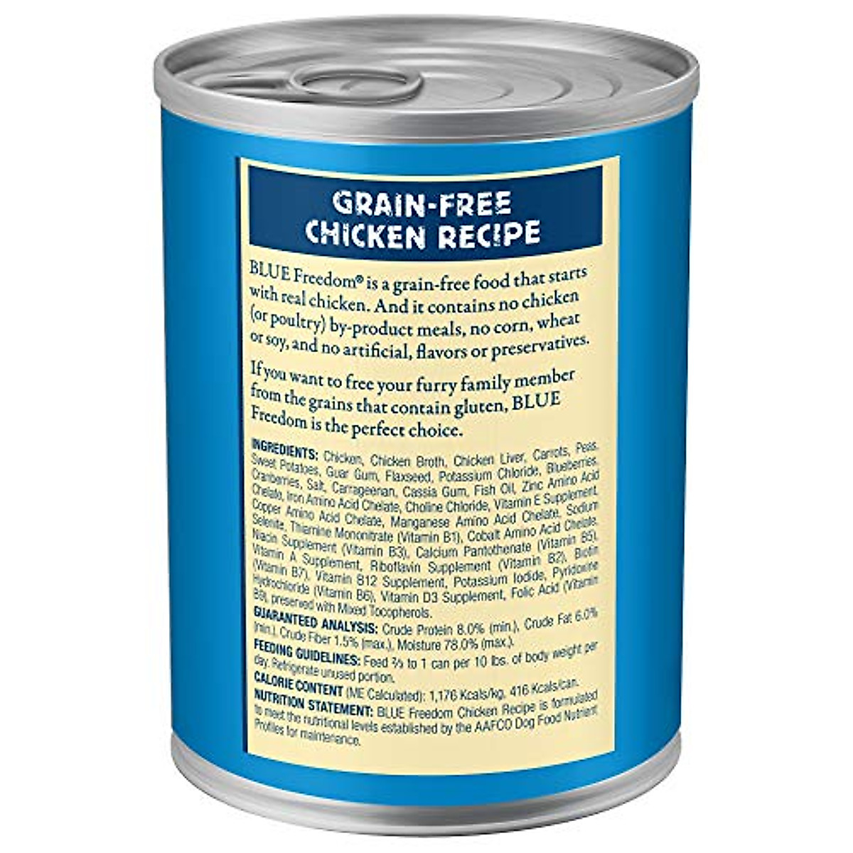 Blue Buffalo Freedom Grain Free Natural Adult Wet Dog Food, Chicken 12.5oz cans (Pack of 12)