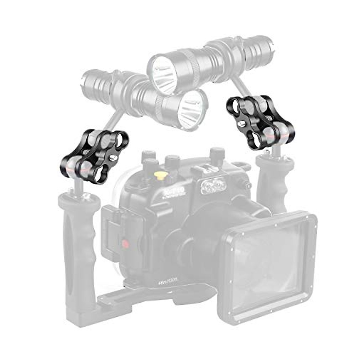 WLPREOE 2 PCS x 1" Inch Aluminum Standard Long Ball Clamp Mount for Underwater Diving Light Arm System,Work with Ram Mounts