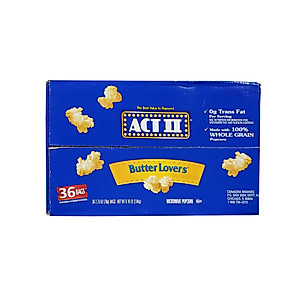 ACT 2 Butter Lovers Microwave Popcorn 5.15LB 100% Whole Grain 36 Bags