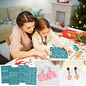 Vellibring Christmas Silk Screen Stencils for Polymer Clay,16Pcs Reusable Silk Screen Print Kit Clay Scraper Polymer Clay Cutters Polymer Clay Kit for Jewelry Clay Making Earrings Decoration Supplies