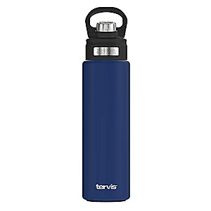 Tervis Powder Coated Stainless Steel Triple Walled Insulated Tumbler Travel Cup Keeps Drinks Cold, 24oz with Deluxe Spout Lid, Deepwater Blue